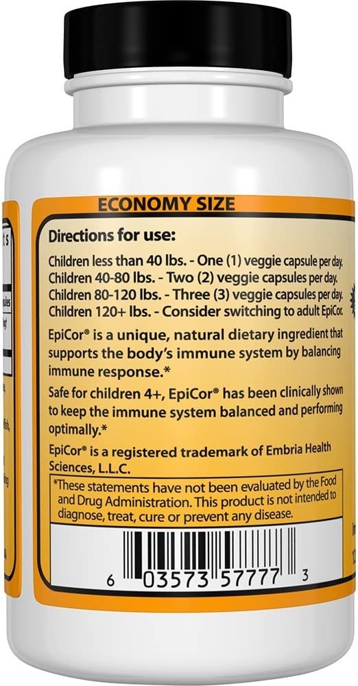Epicor Kids 125mg 150 Vcaps HEALTHY Origins